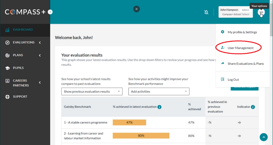 How to manage users – The Careers & Enterprise Company